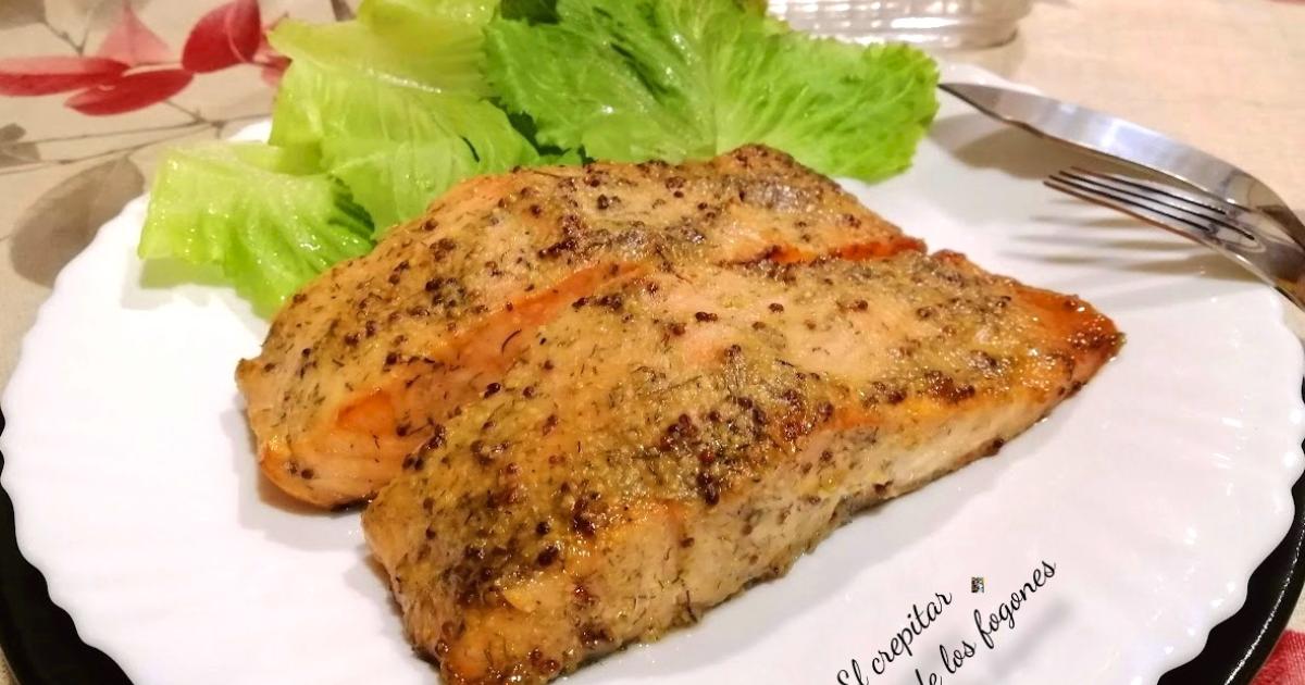 Salmón asado con salsa de miel y mostaza | Recomendaciones Entre Fogones